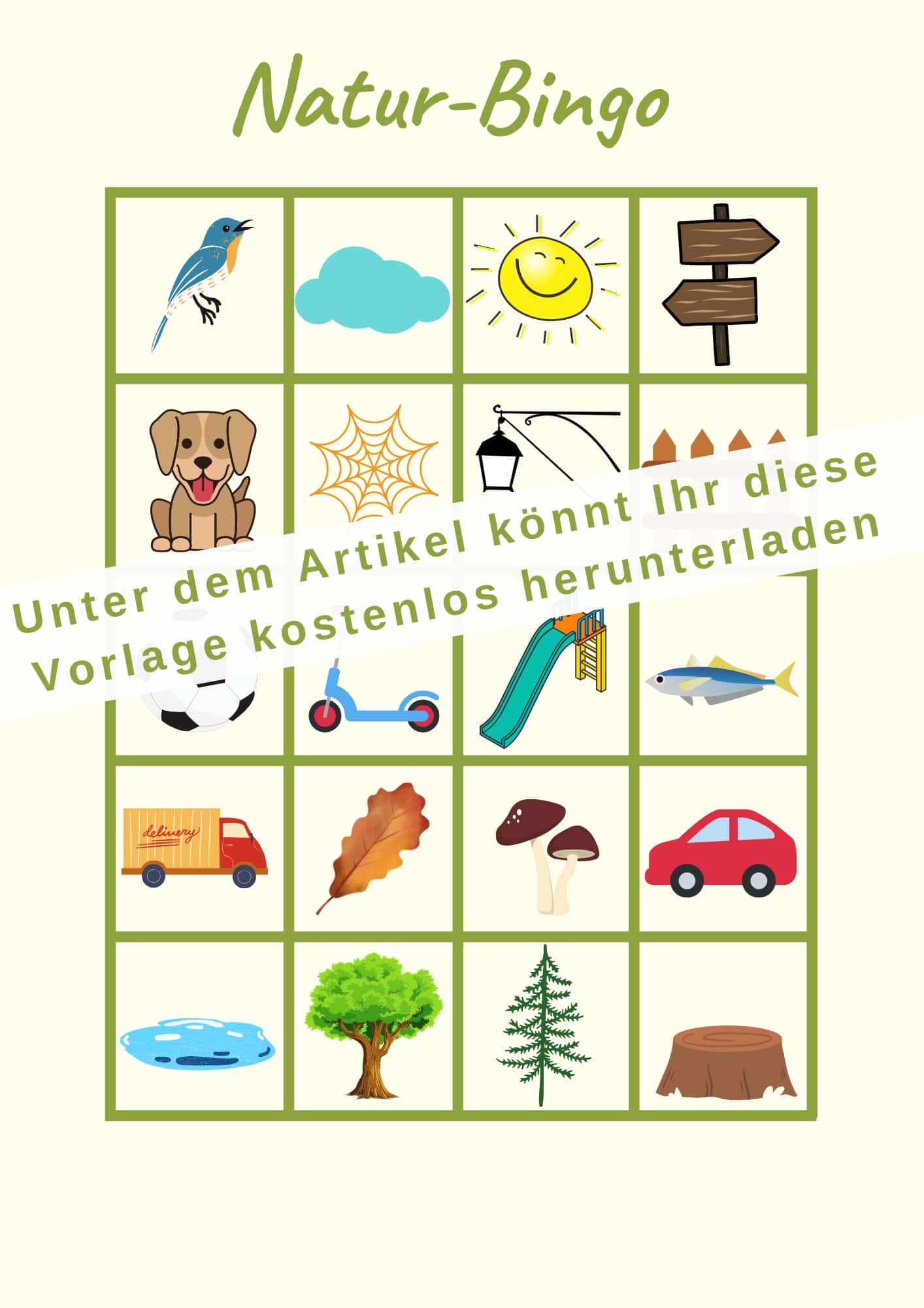 Naturbingo Vorlagen als Pdf zum Ausdrucken